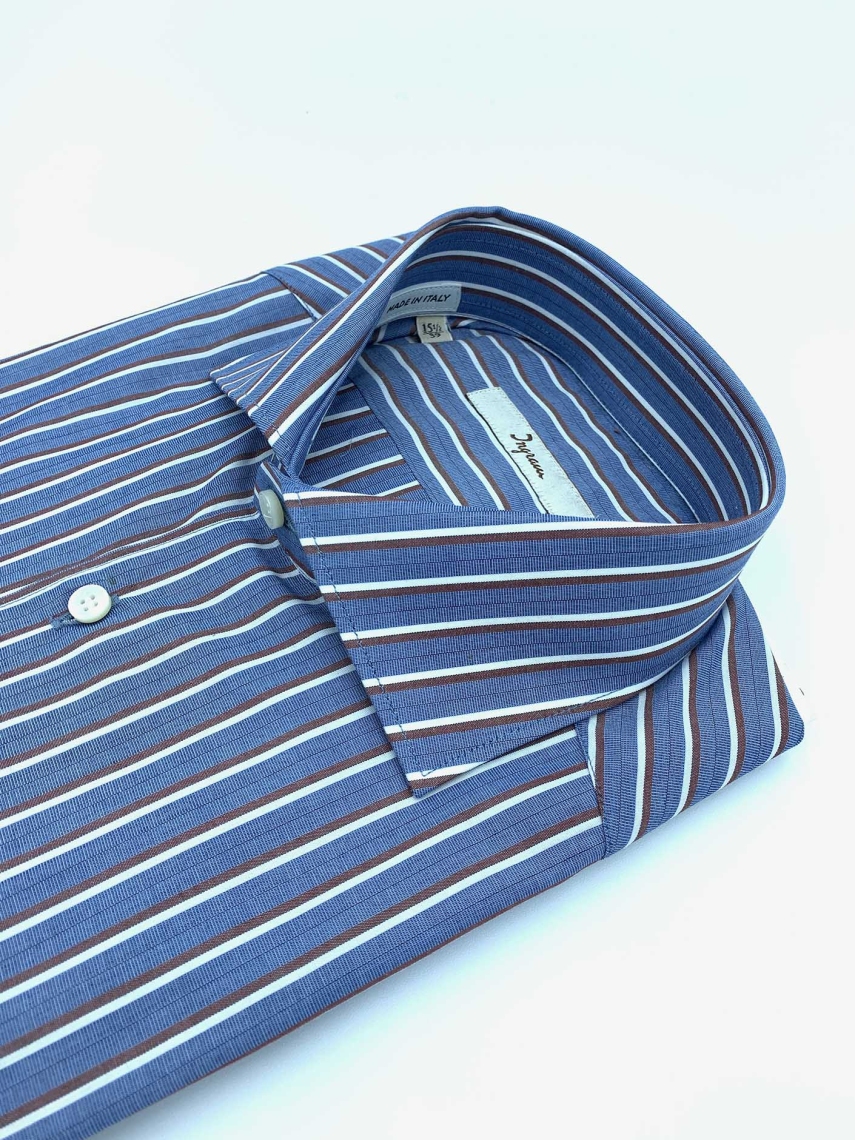 Ingram Blue Shadow Stripe Cotton Dress Shirt | Straith's Fine Clothing